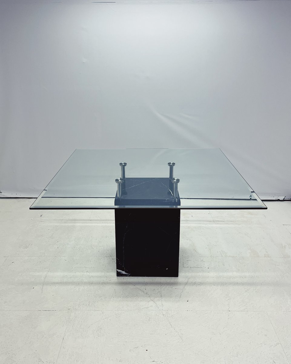 Vintage Dining Table in Marble & Glass for sale at Pamono