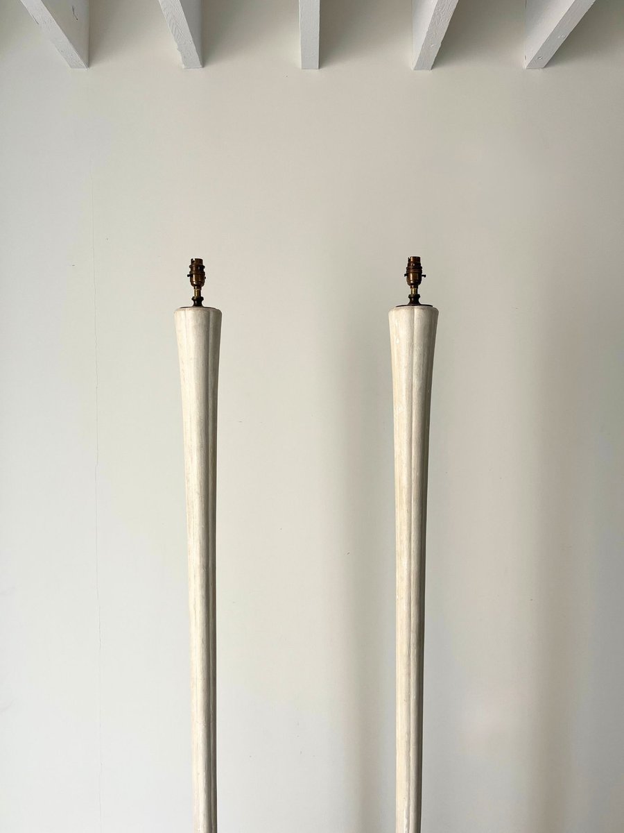 Art Deco British Plaster Floor Lamps in Fluted Tulip Form, 1920s for ...