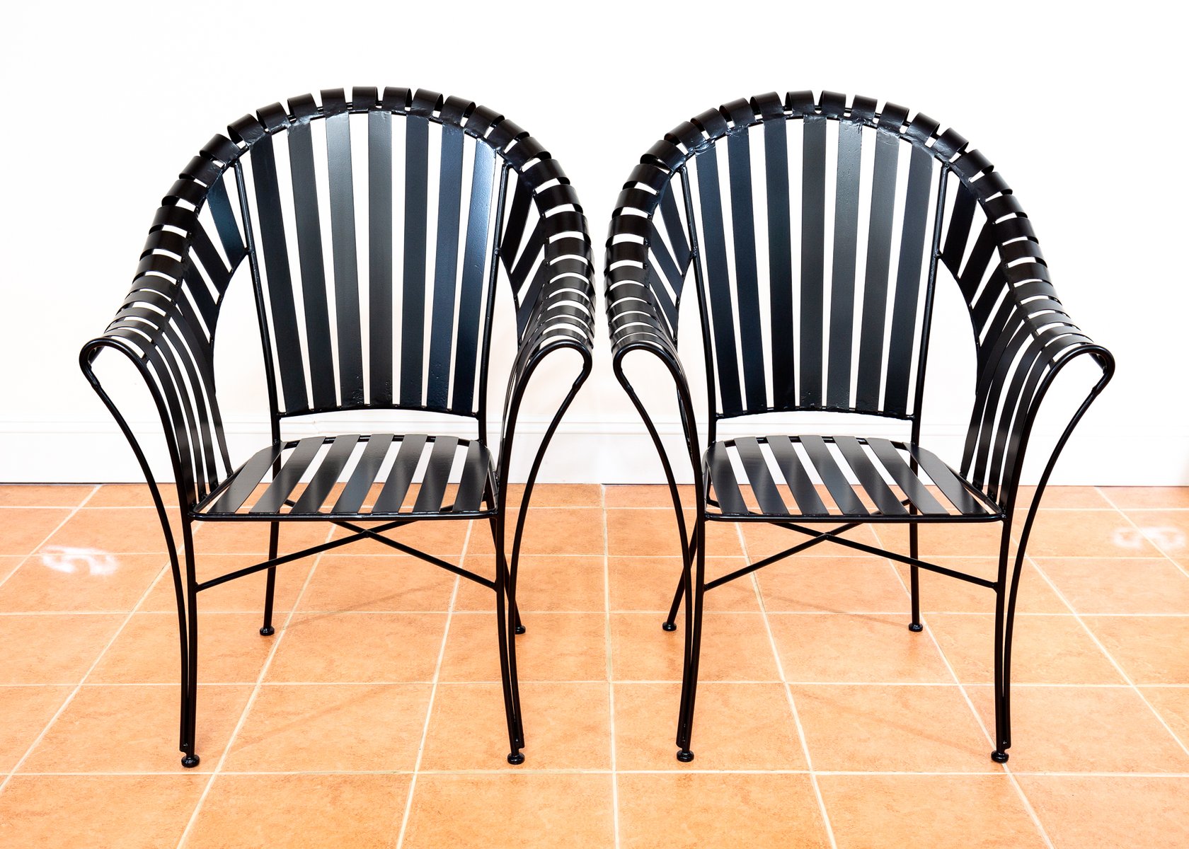 Modernist Sculptural Iron Strap Garden Chairs, 1980s, Set of 4 for sale ...