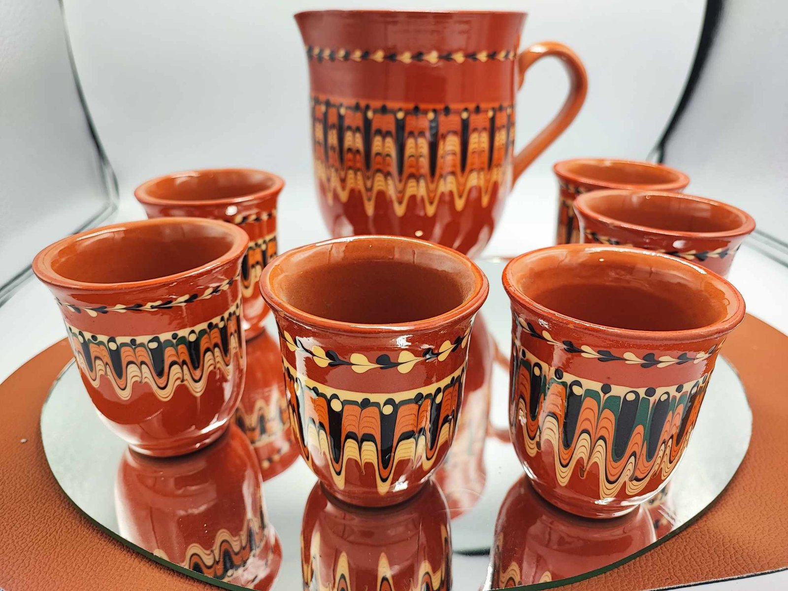 Mid-Century Bulgarian Jug and Cups, 1960s, Set of 7 for sale at Pamono