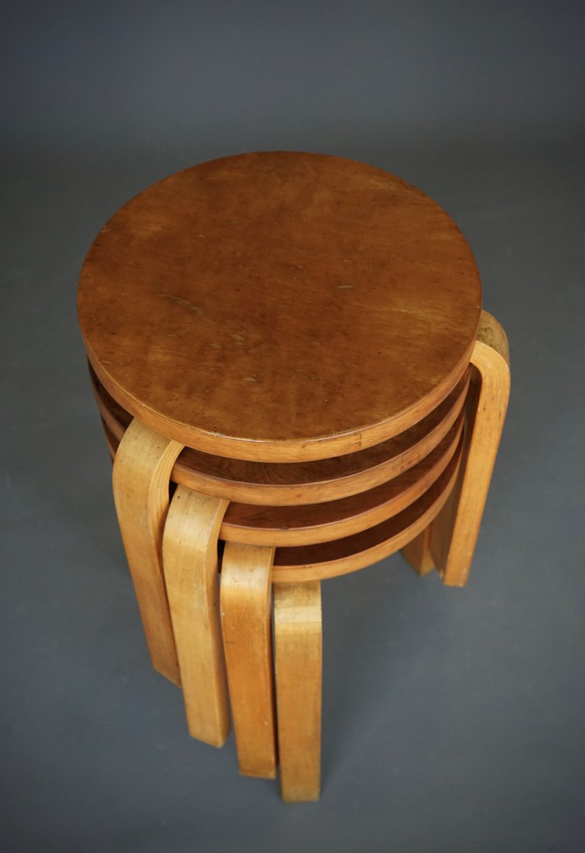 Model 60 Stools by Alvar Aalto for Finmar, 1930s, Set of 4 for sale at Pamono