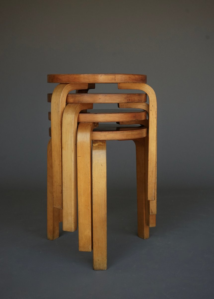 Model 60 Stools by Alvar Aalto for Finmar, 1930s, Set of 4 for sale at Pamono