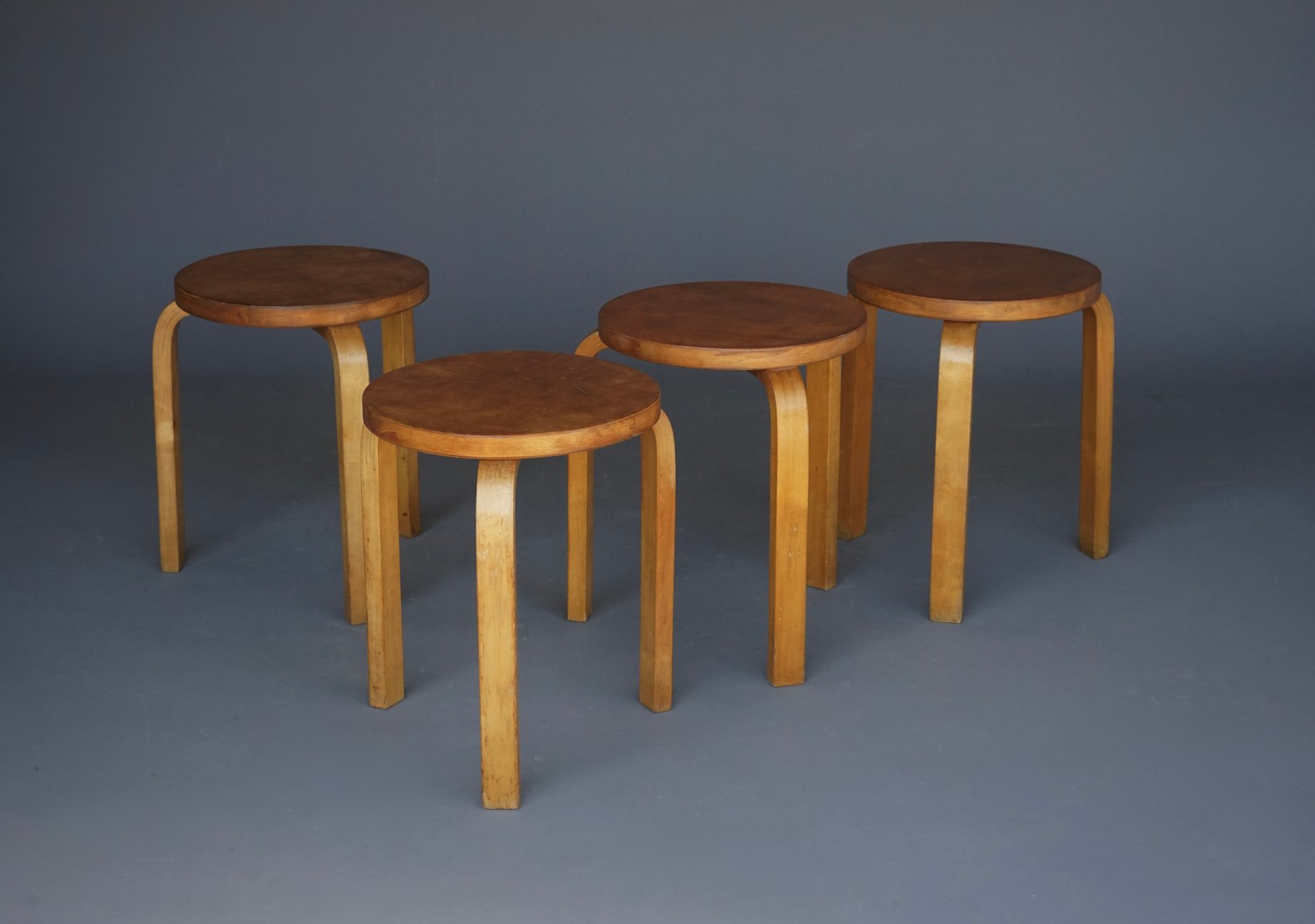 Model 60 Stools by Alvar Aalto for Finmar, 1930s, Set of 4 for sale at Pamono