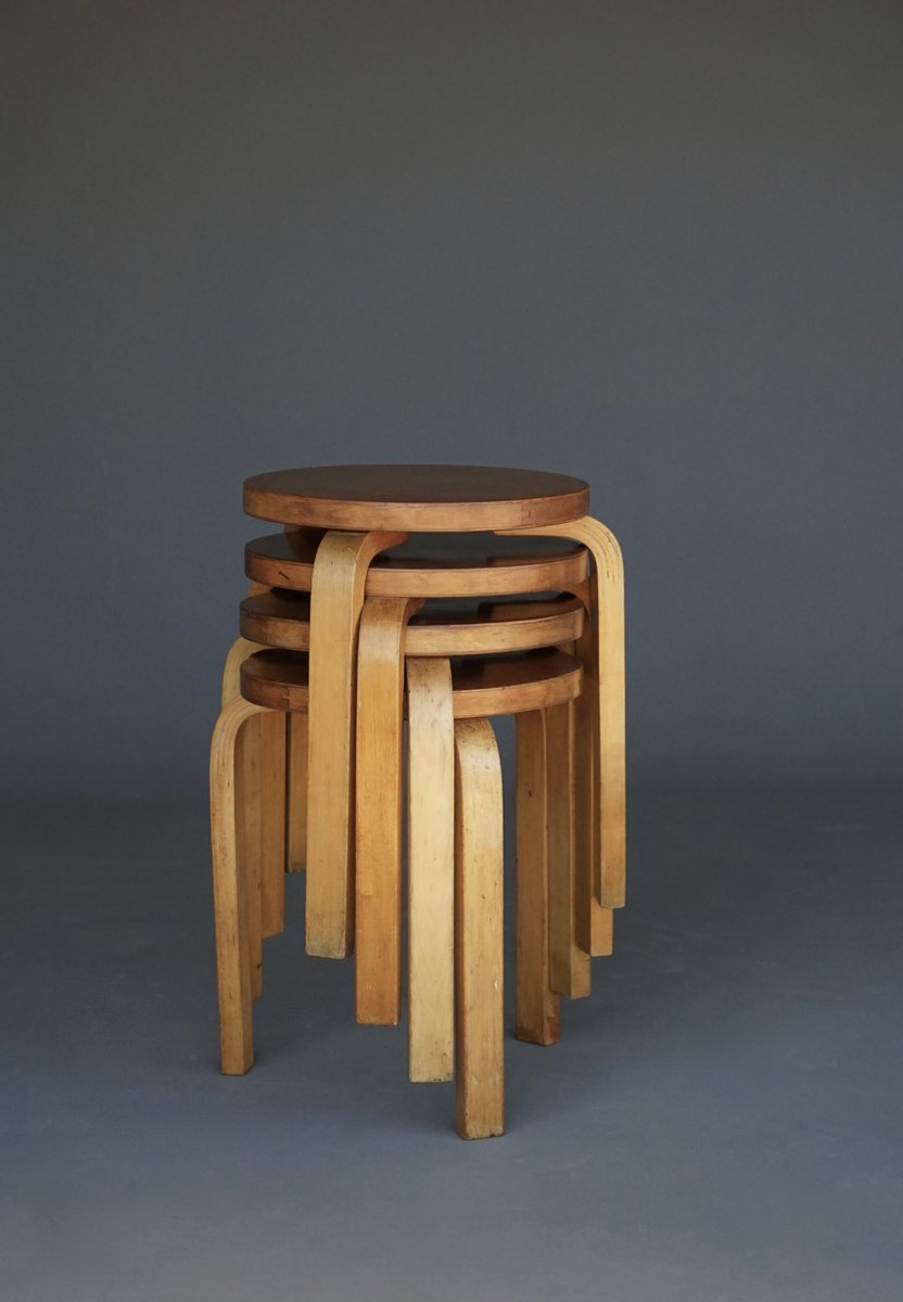 Model 60 Stools by Alvar Aalto for Finmar, 1930s, Set of 4 for sale at Pamono