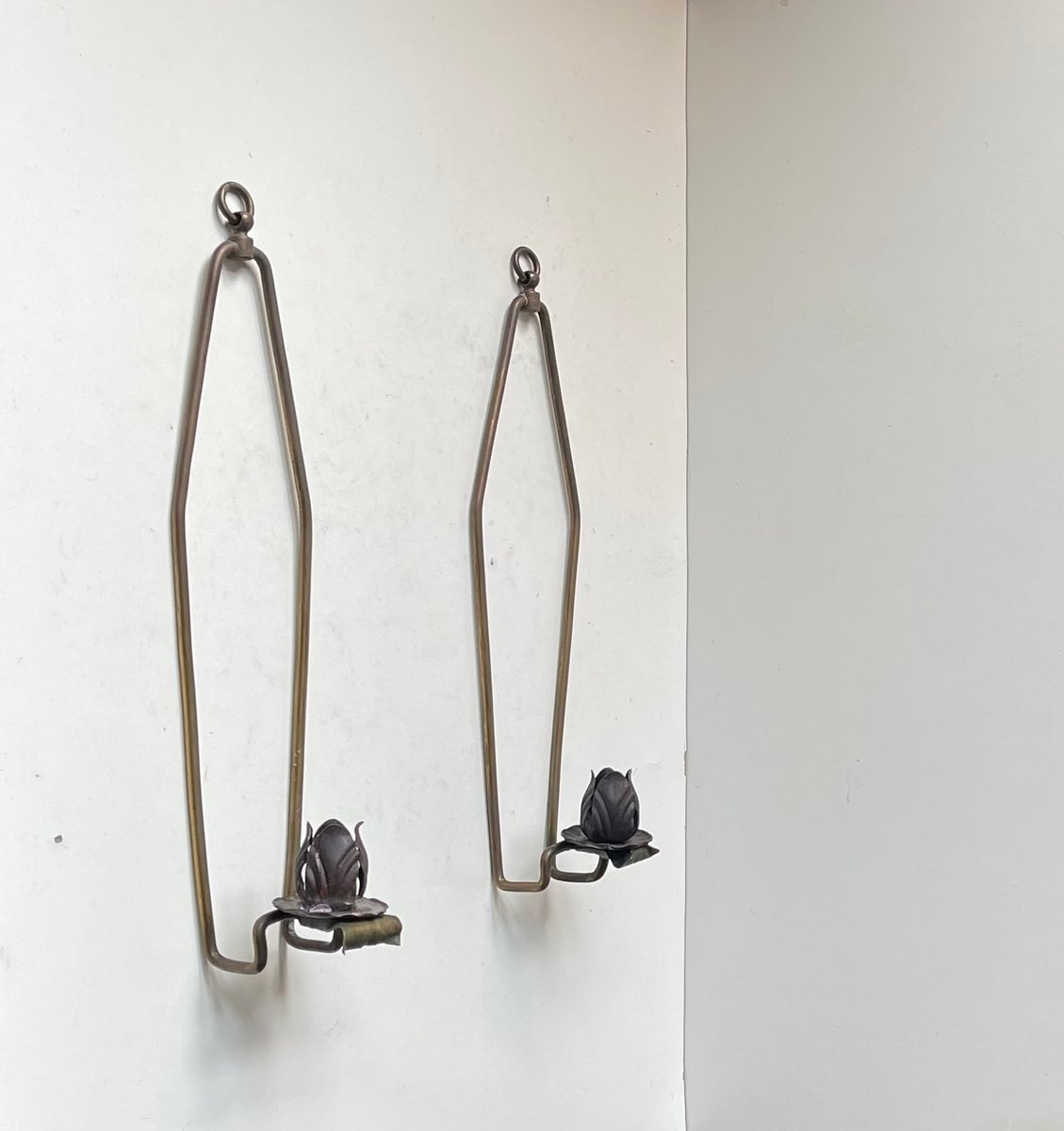 Art Deco Rose Bud Wall Candleholders in Brass, 1920s, Set of 2 for sale ...