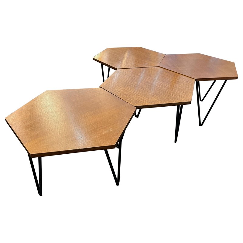 Modular Hexagonal Coffee Tables attributed to Gio Ponti, 1950s, Set of 4 for sale at Pamono