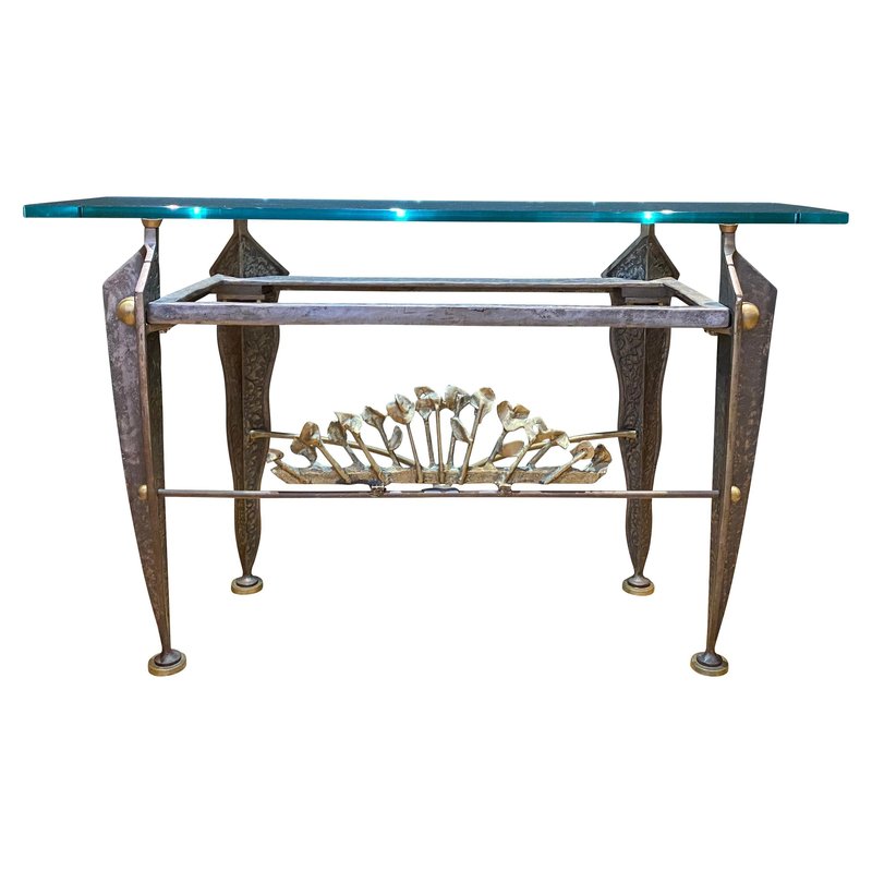 French Bronze Console Table, 1970s for sale at Pamono