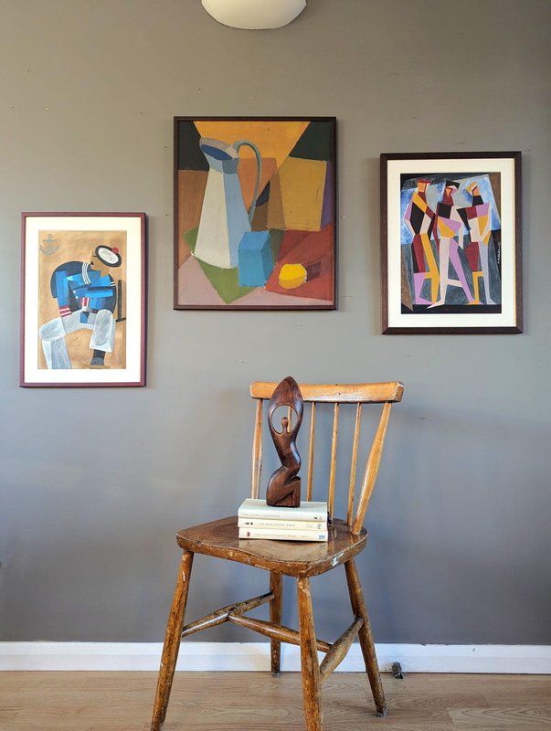 Three Standing Figures, Acrylic Painting, Framed for sale at Pamono