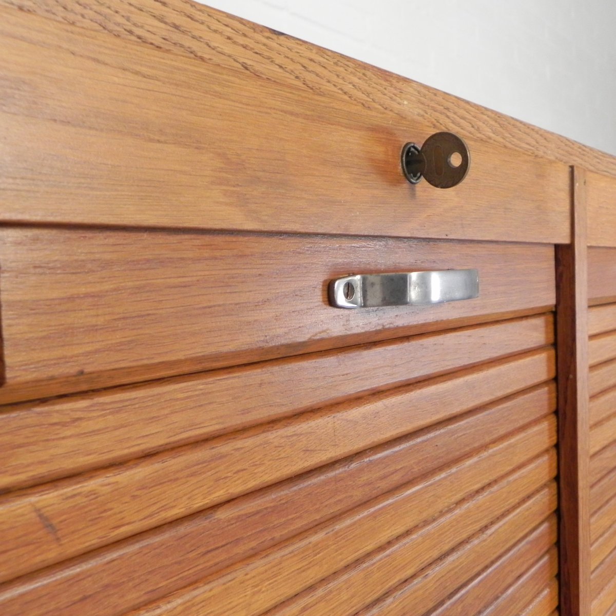 Oak Roller Shutter Box with 3 Shutters, 1950s for sale at Pamono