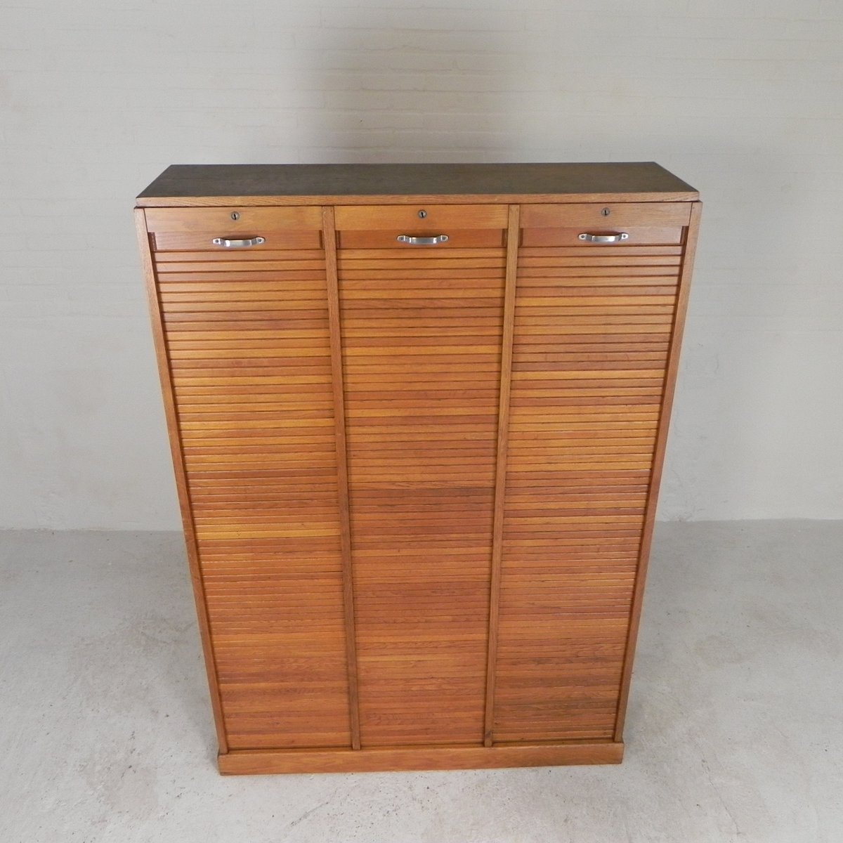 Oak Roller Shutter Box with 3 Shutters, 1950s for sale at Pamono