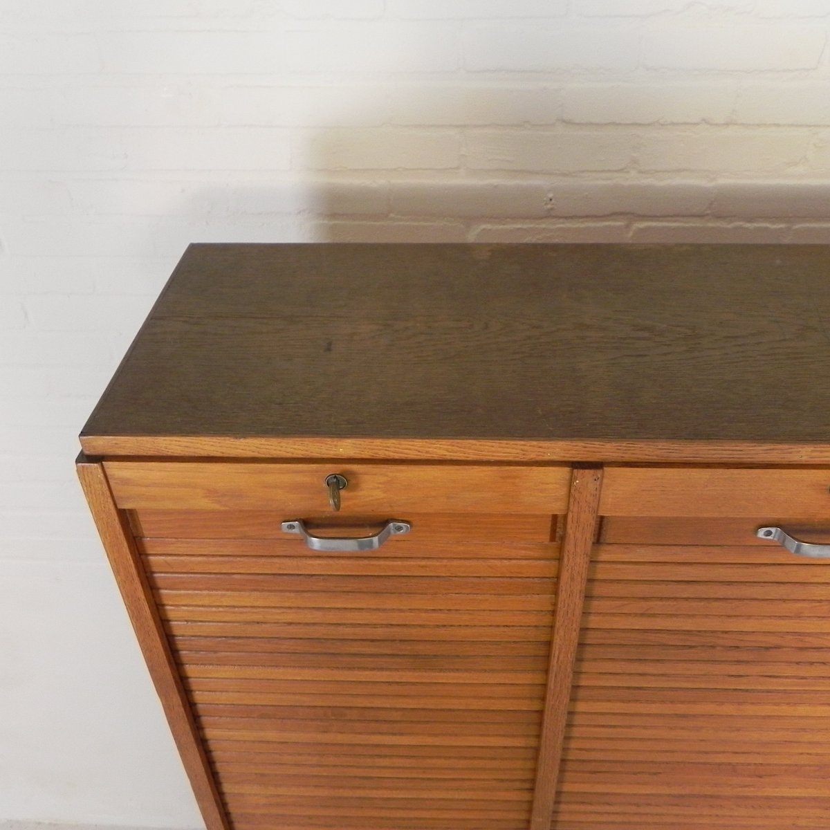 Oak Roller Shutter Box with 3 Shutters, 1950s for sale at Pamono