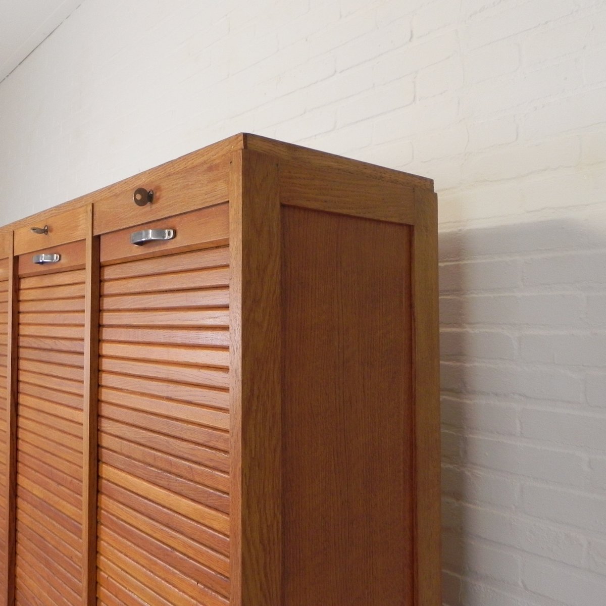 Oak Roller Shutter Box with 3 Shutters, 1950s for sale at Pamono