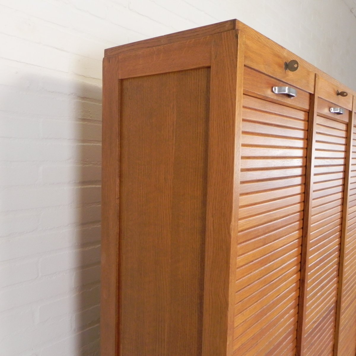 Oak Roller Shutter Box with 3 Shutters, 1950s for sale at Pamono