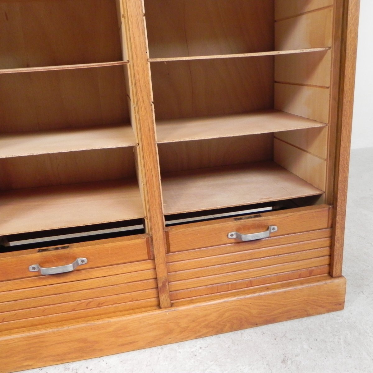 Oak Roller Shutter Box with 3 Shutters, 1950s for sale at Pamono