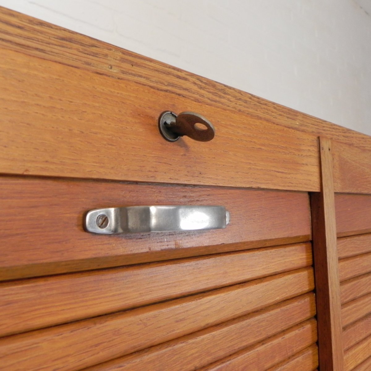 Oak Roller Shutter Box with 3 Shutters, 1950s for sale at Pamono