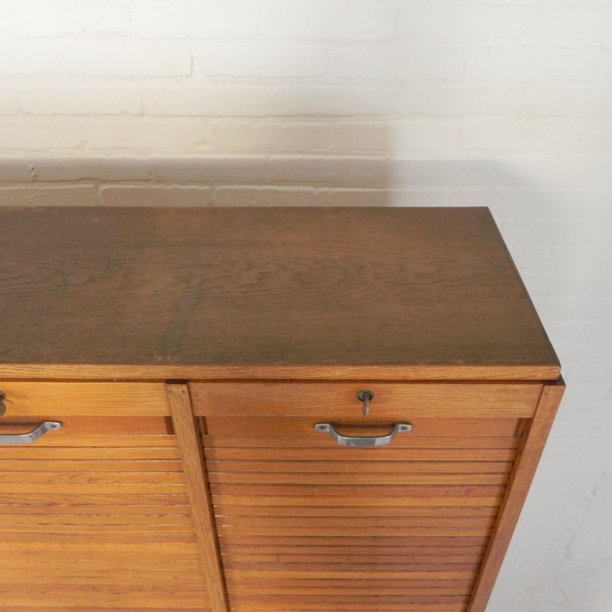 Oak Roller Shutter Box with 3 Shutters, 1950s for sale at Pamono