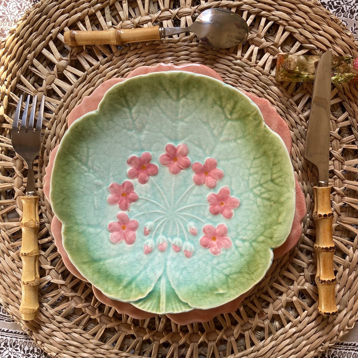 French Water Lily Flowermajolica Plates by Sarreguemines, 1890s, Set of ...