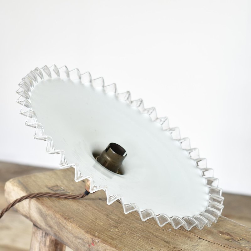 French Milk Glass Frill Pendant Light, 1930s for sale at Pamono