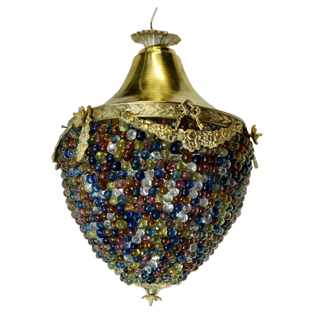 Large French Multi Coloured Teardrop Lamp Shade, 1960s for sale at Pamono