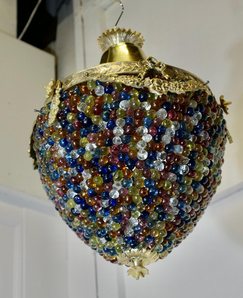 Large French Multi Coloured Teardrop Lamp Shade, 1960s for sale at Pamono