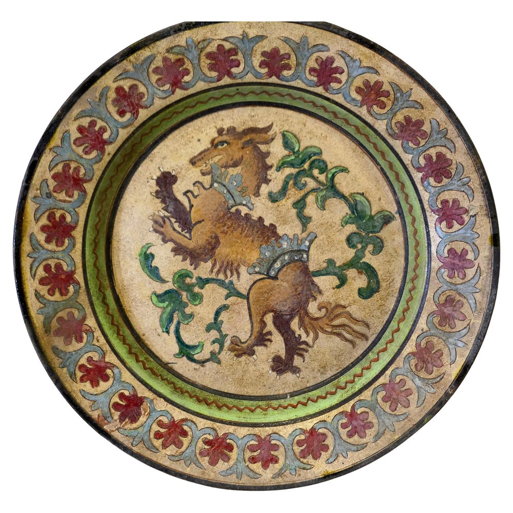 Italian Plate with a Lion from Montopoli Arno, 1960s for sale at Pamono