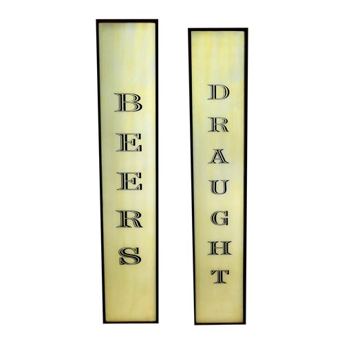 Large Opaline Glass Pub Signs, 1960, Set of 2 for sale at Pamono