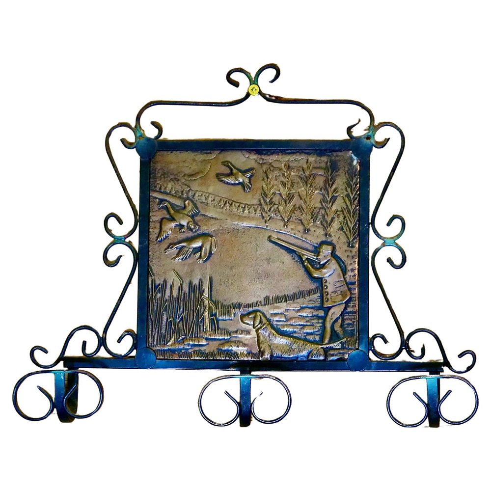 French Iron and Copper Coat Hooks on a Hunting Theme, 1920s for sale at ...