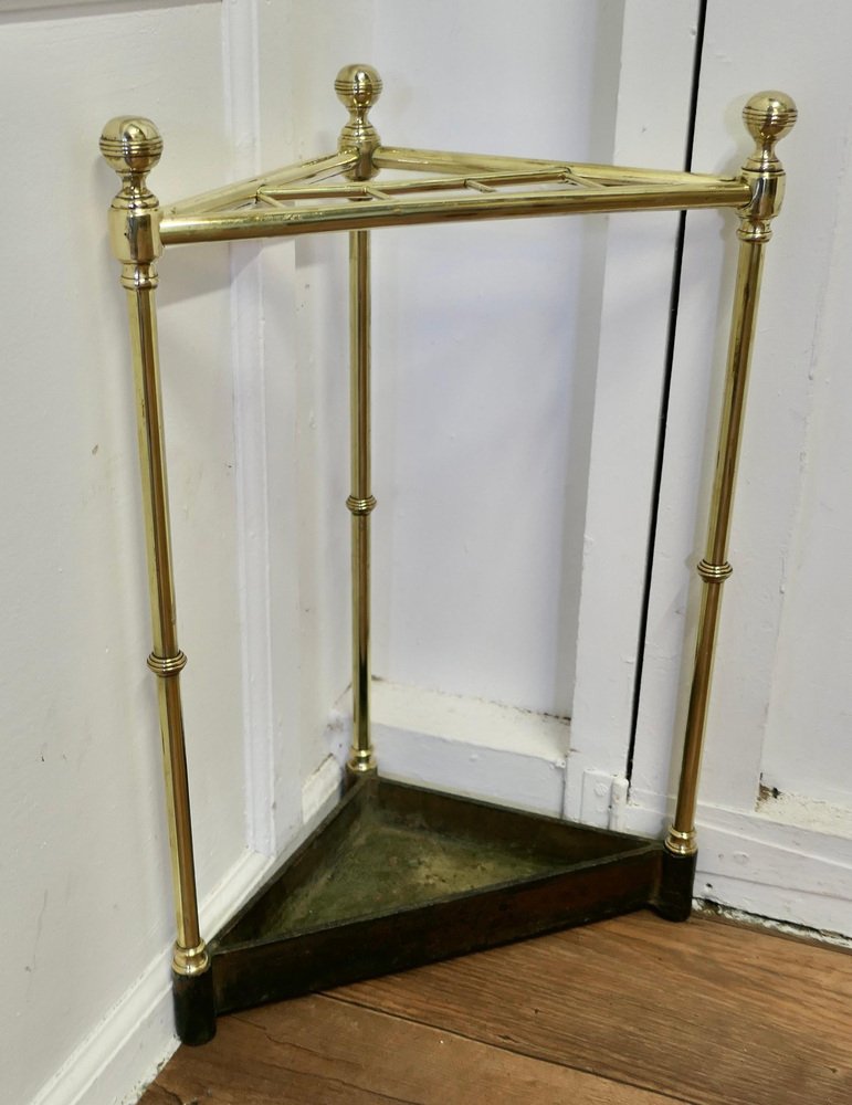 Victorian Brass and Cast Iron Corner Umbrella Stand, 1880s for sale at ...
