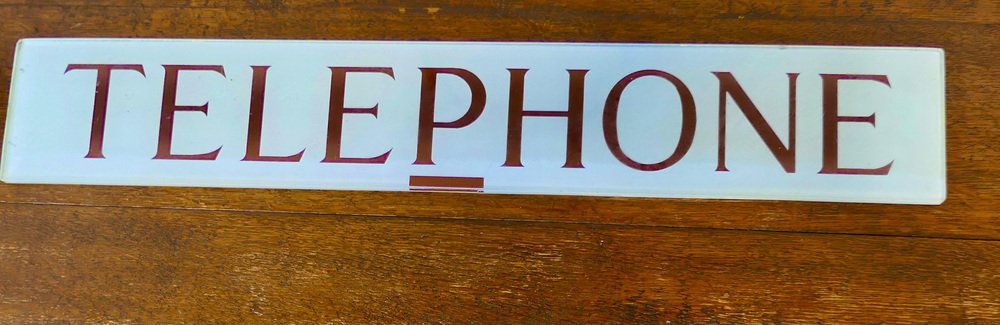 Original Gpo Glass Telephone Sign, 1950ss for sale at Pamono