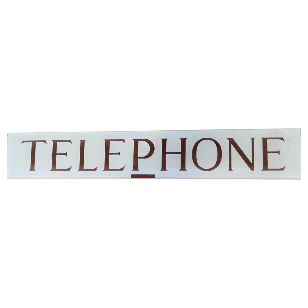 Original Gpo Glass Telephone Sign, 1950ss for sale at Pamono