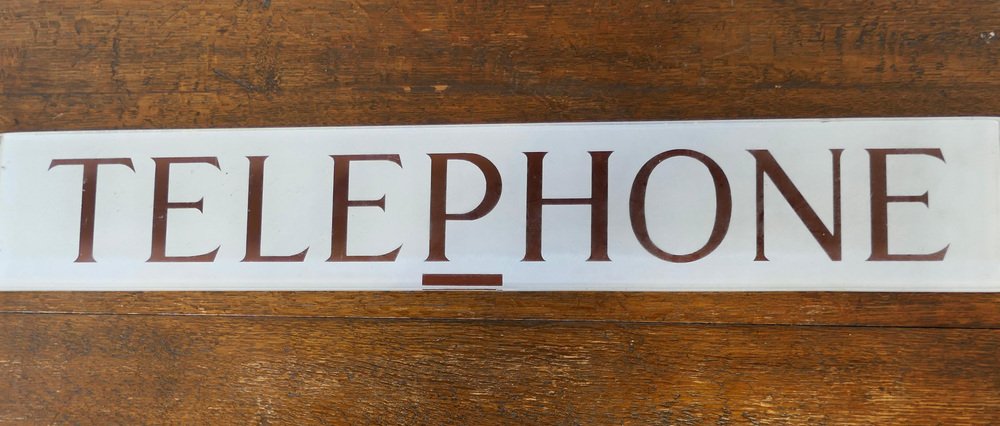 Original Gpo Glass Telephone Sign, 1950ss for sale at Pamono
