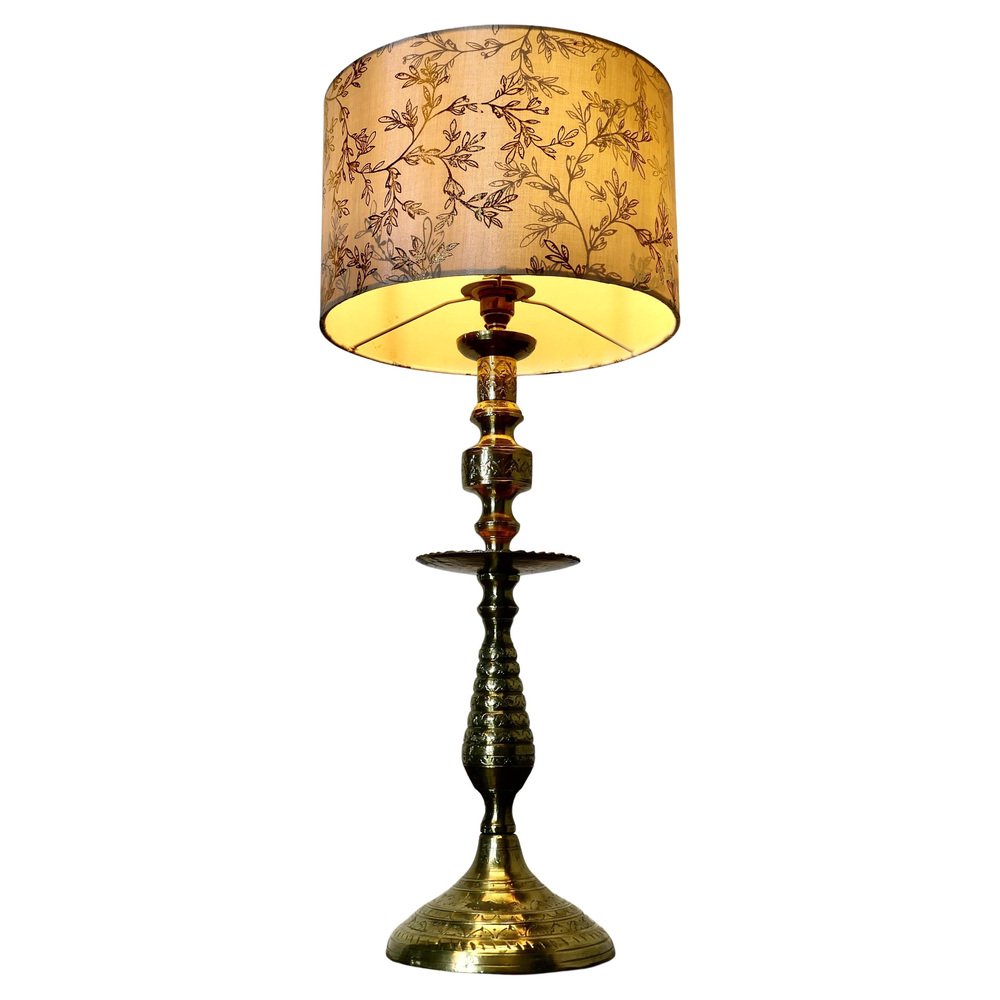 Tall Decorative Brass Table Lamp, 1930s for sale at Pamono