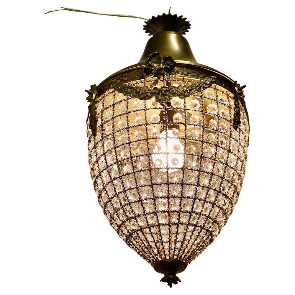 Large French Rococo Style Teardrop Hanging Light, 1920 for sale at Pamono
