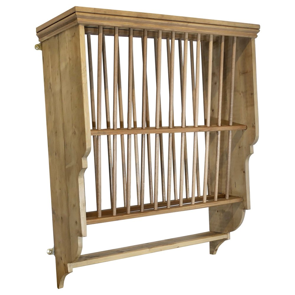 Large Wall Hanging Pine Plate Rack, 1970 for sale at Pamono