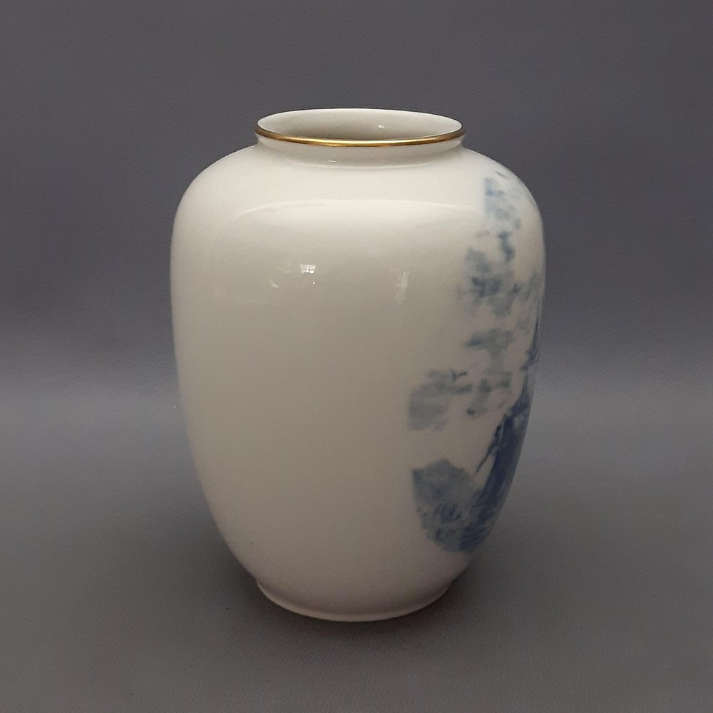 Vintage Verbano Ceramic Vase with Naval Theme in White & Blue, Italy ...
