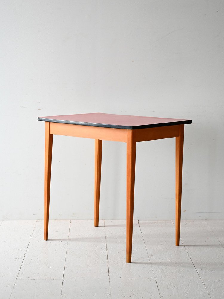 Scandinavian Dining Table with Red Formica Top, 1960s for sale at Pamono
