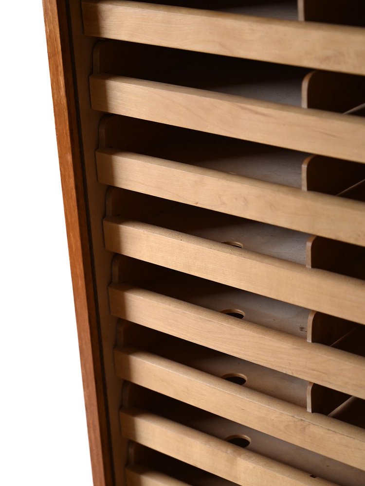 Scandinavian Teak Archive Cabinet with Rolling Shutter Doors, 1950s for ...