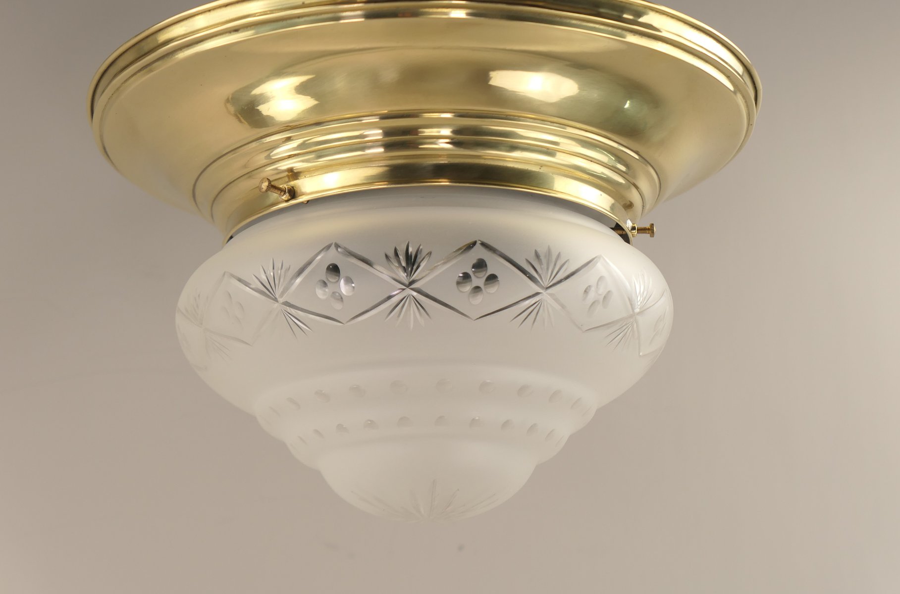 Art Deco Cut Glass Ceiling Lamp, Austria, 1920s for sale at Pamono