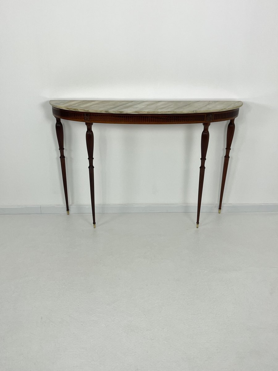 Mid-Century Italian Console Marble Top with Brass Details, 1950s for sale at Pamono