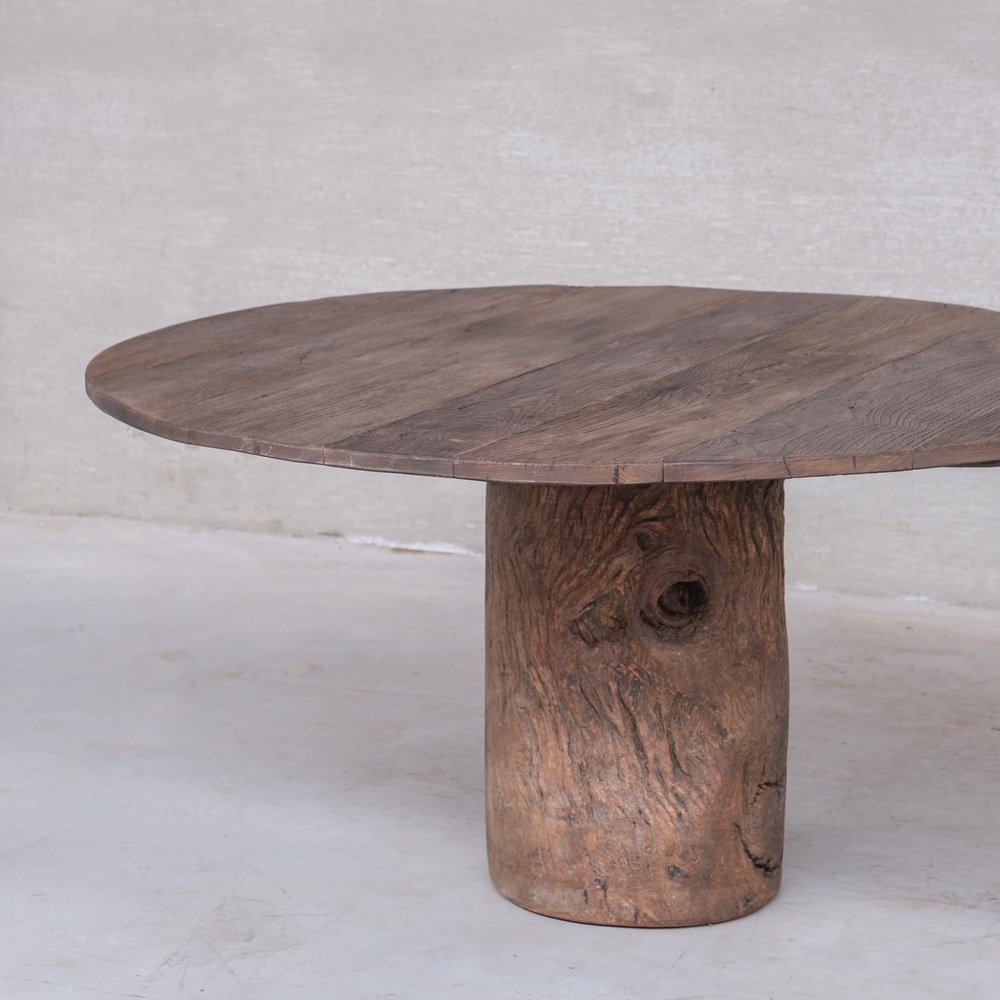 Belgian Primitive Wooden Circular Dining Table for sale at Pamono