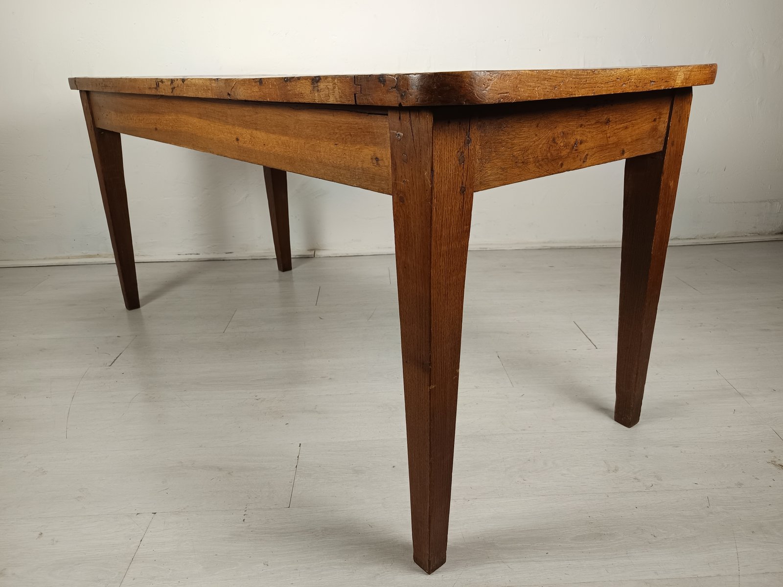 Rustic Oak Farm Table, 1890s for sale at Pamono