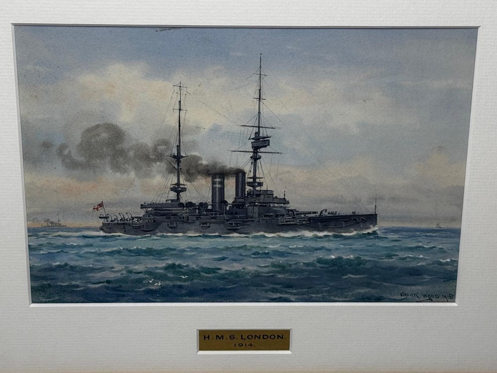 Frank Watson Wood, Battleship HMS London 1914 Guardian of the British ...