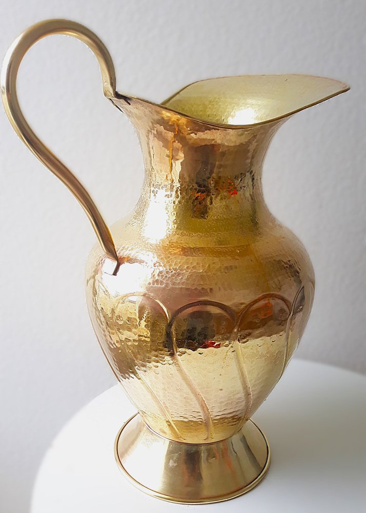 Large Jug Floor Vase in Brass, Italy, 1970s for sale at Pamono