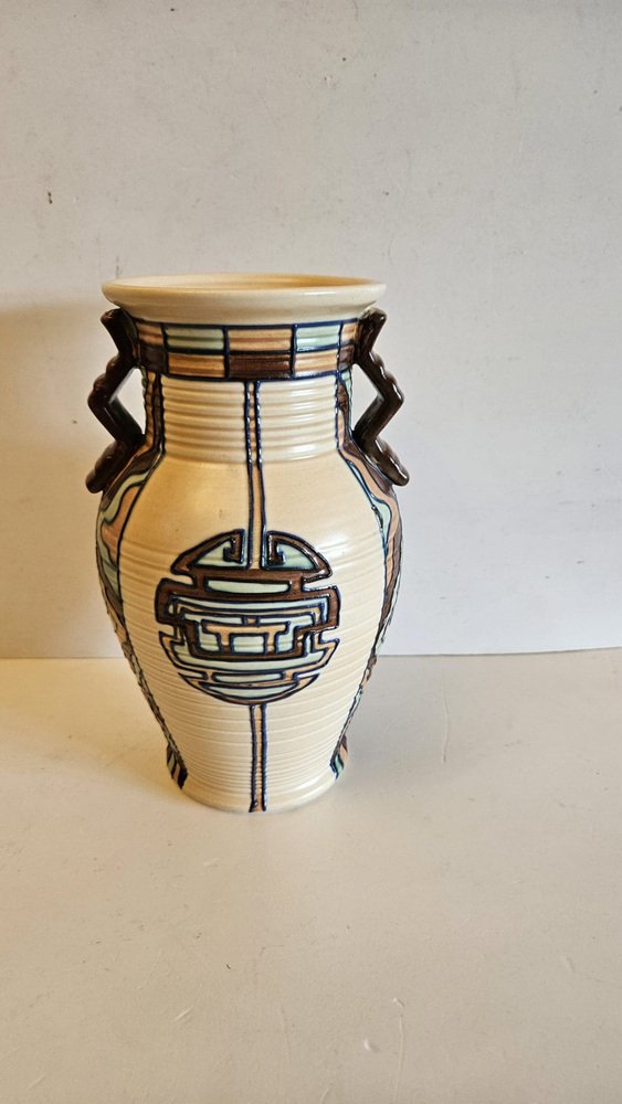 Art Deco Tube Lined Vase by Edith Gater for Royal Caulron, 1930 for ...