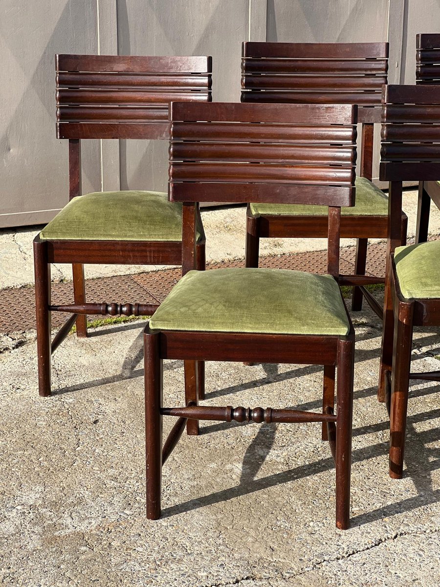 Art Deco French Chairs Numbered Gaston Poisson, 1940s, Set of 6 for ...