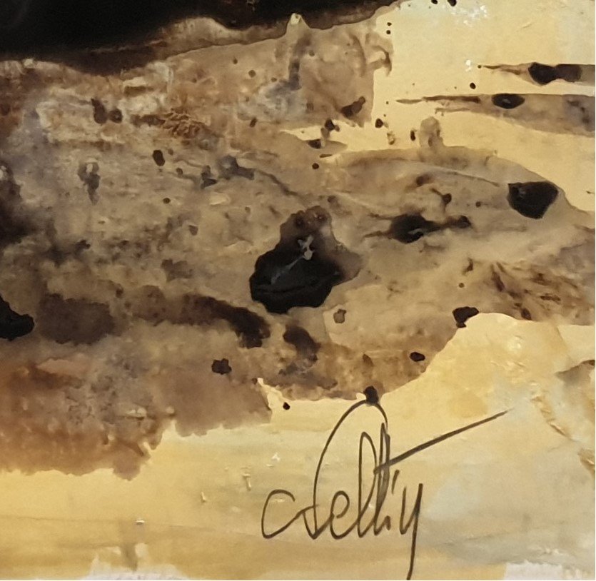 Christian Feltin, The Rocks, Acrylic and Walnut Stain on Paper, Framed ...