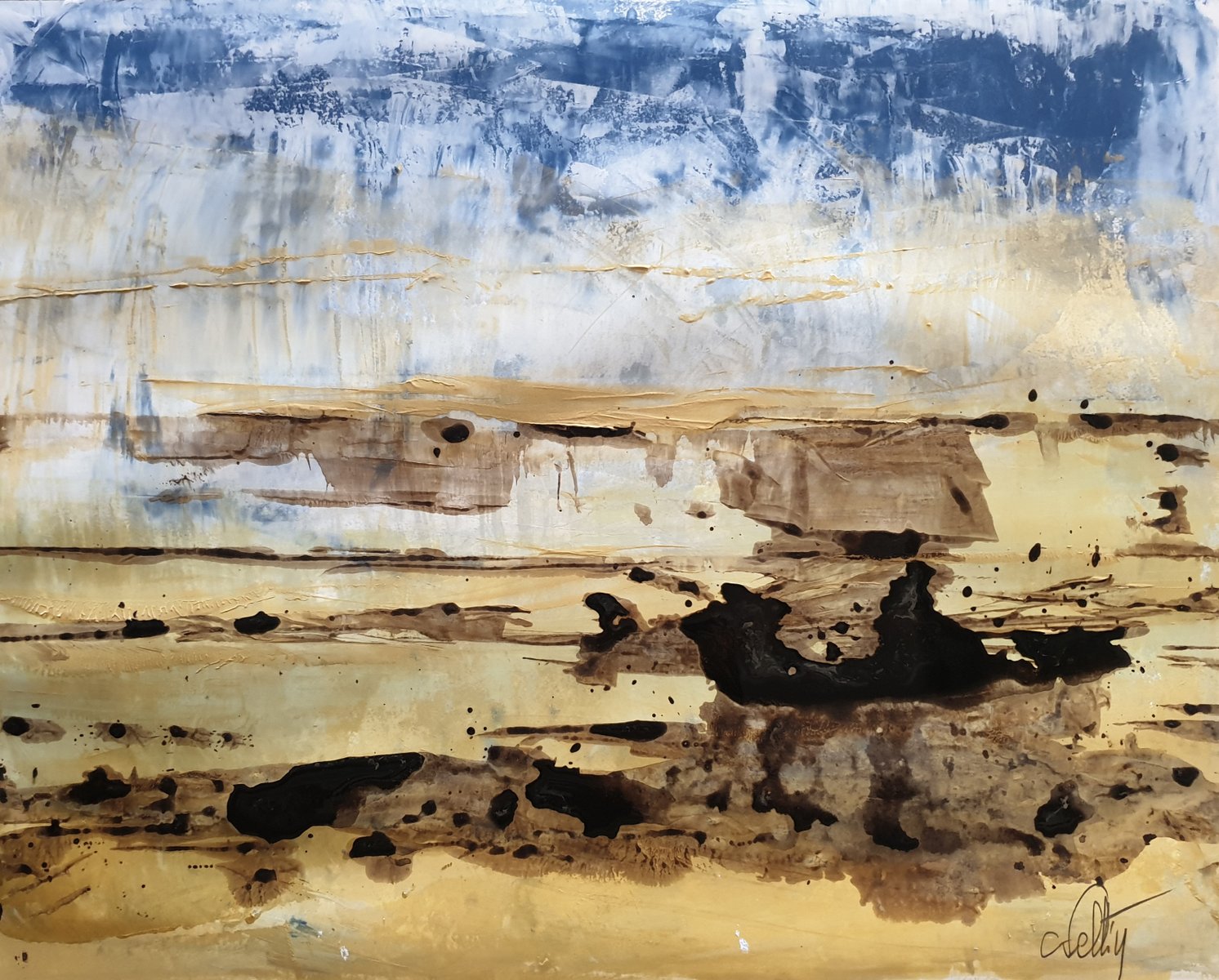 Christian Feltin, The Rocks, Acrylic and Walnut Stain on Paper, Framed ...