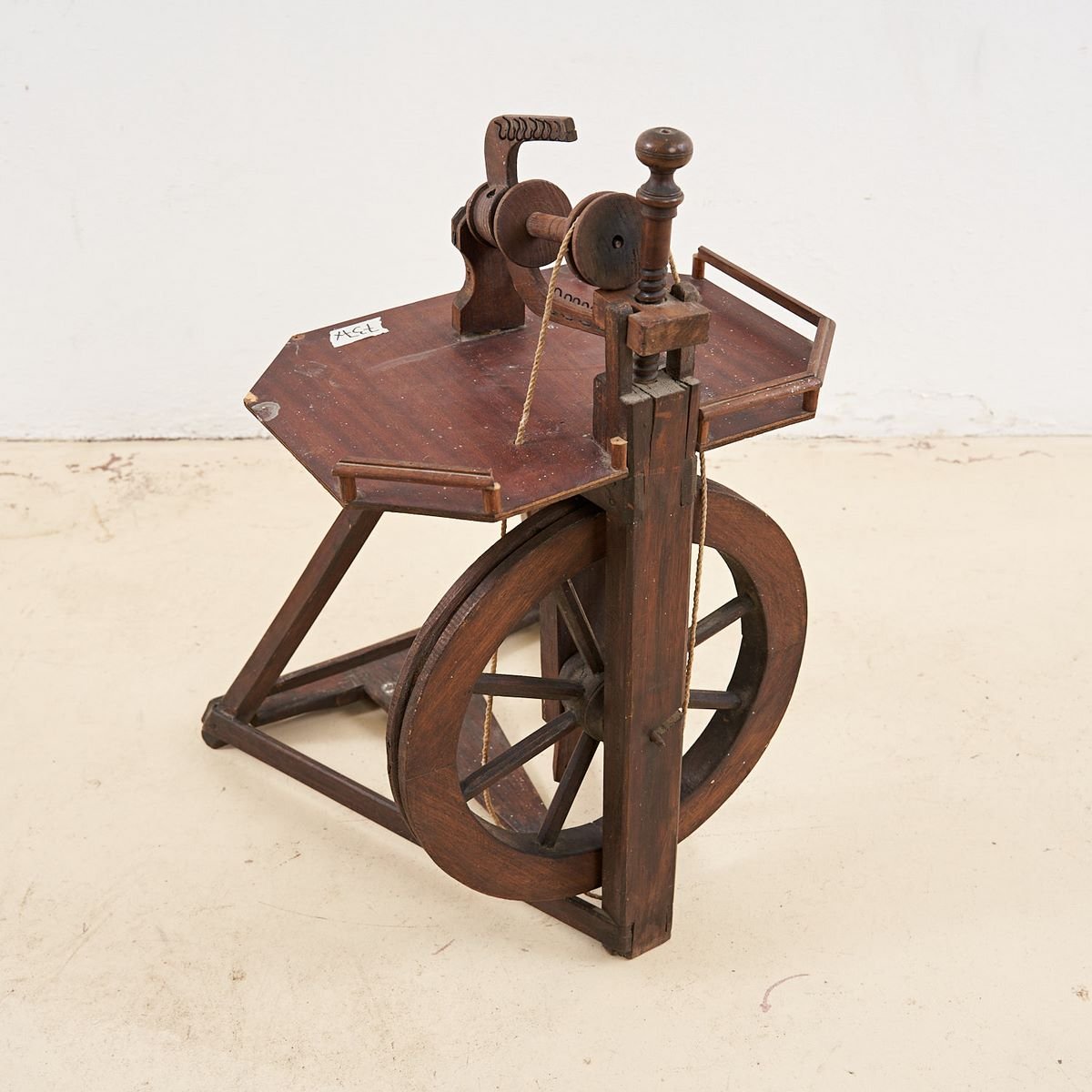 Antique Wooden Spinning Wheel for sale at Pamono