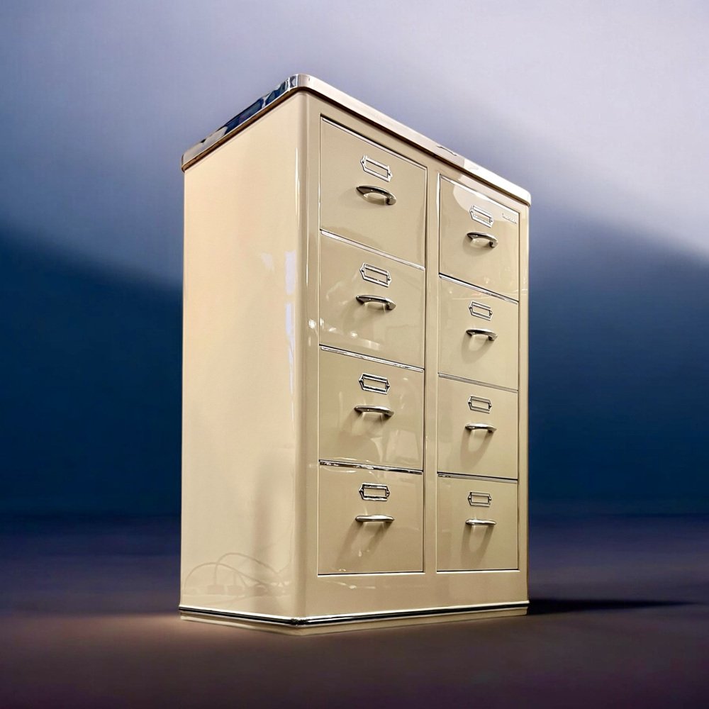Metal Filing Cabinet by Hansen Berlin, 1950s Steel quality Highboard ...