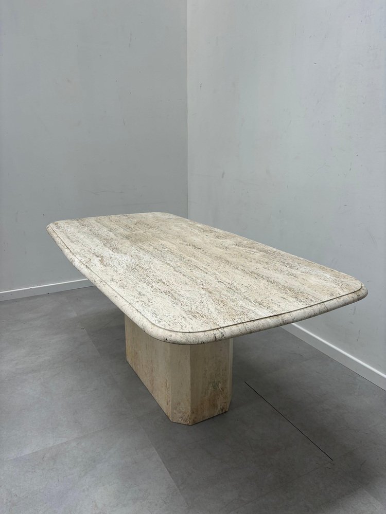 Italian Travertine Dining Table for sale at Pamono
